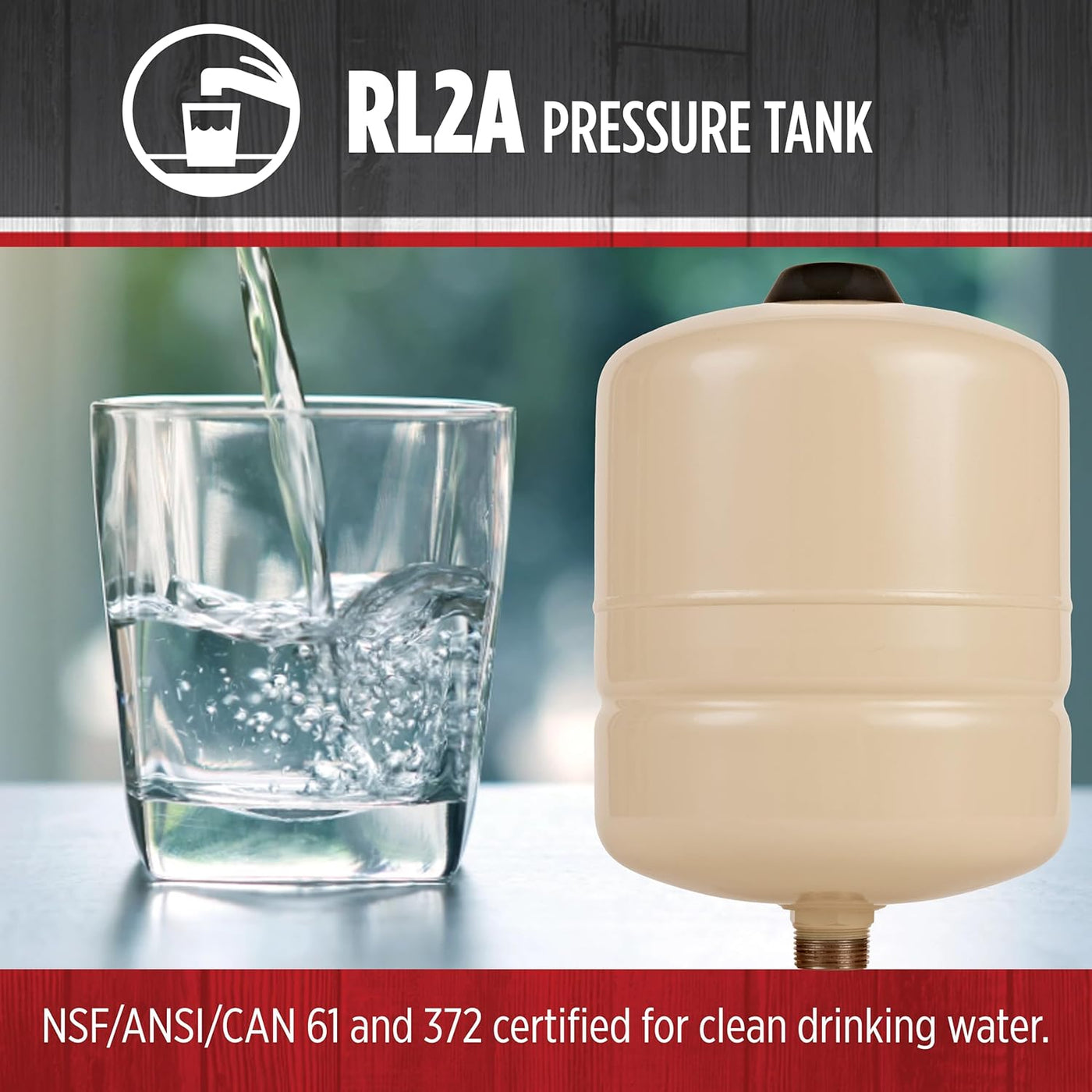 home 2 gallon inline pre charged pressure tank red lion