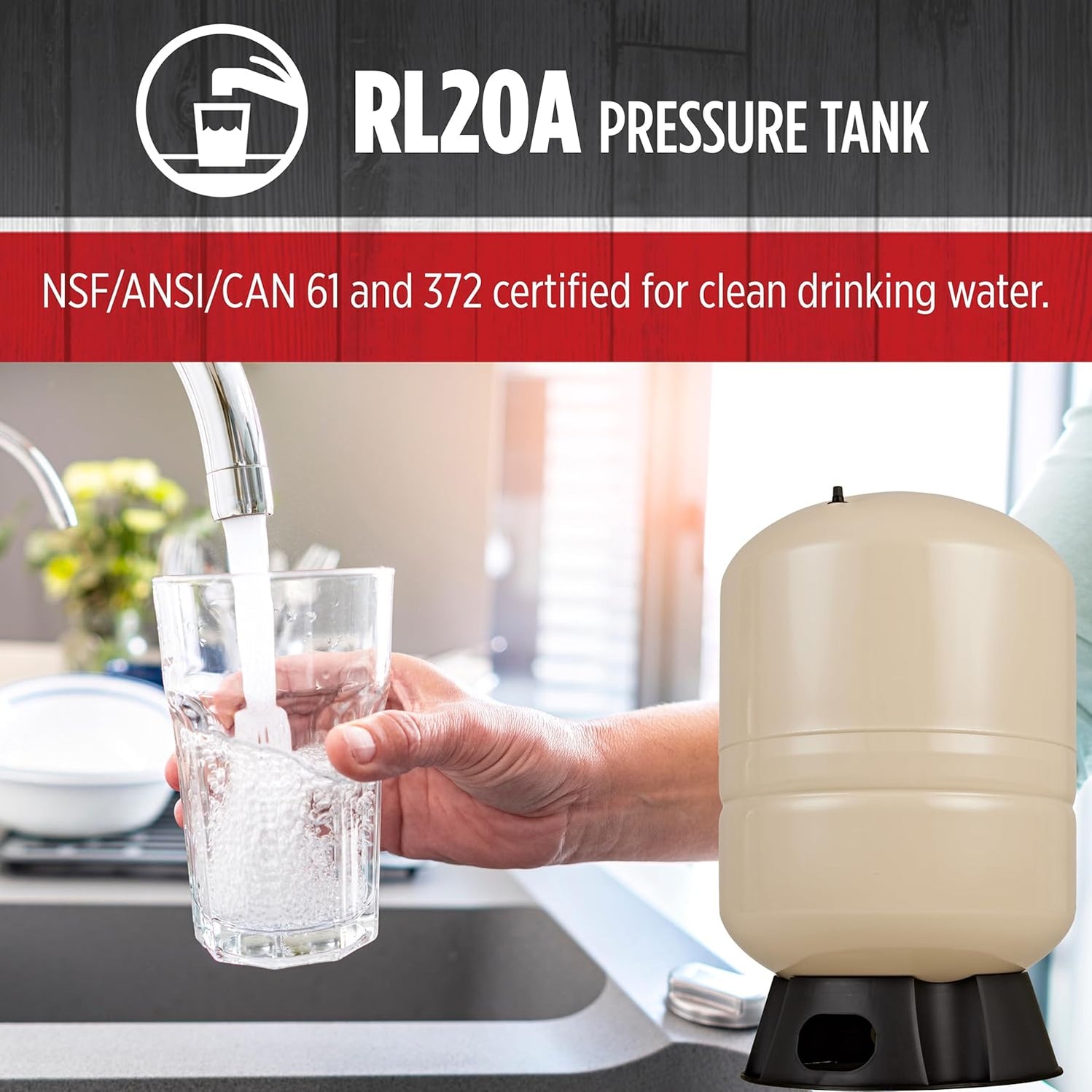 home red lion 20 gallon vertical pre charged pressure tank rl20a